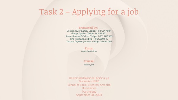 Task 2 – Applying for a job