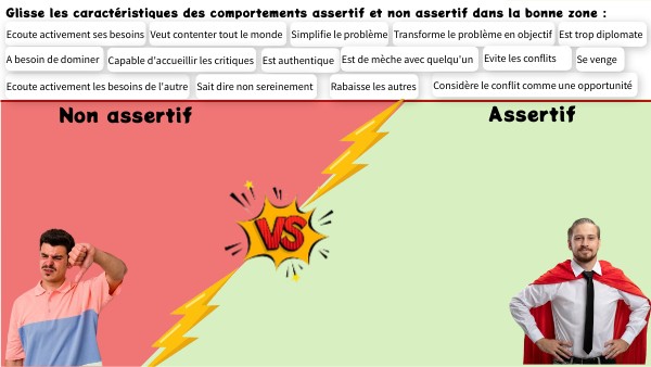 Jeu à glisser comportements assertifs