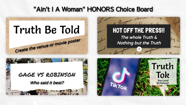 Honors Ain't I A Woman Choice Board