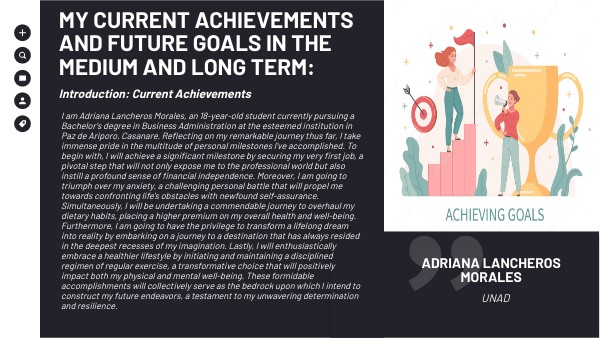 My current achievements and future goals in the medium and long term | Genially