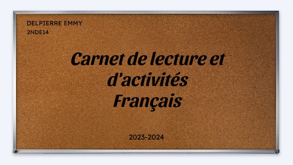 Carnet de lecture et d'activités francais | Genially