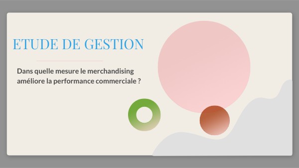 Oral étude de gestion