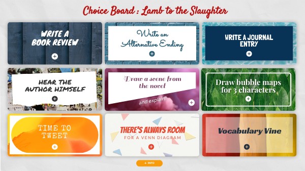 CHOICE BOARD: Lamb to the Slaughter | Genially