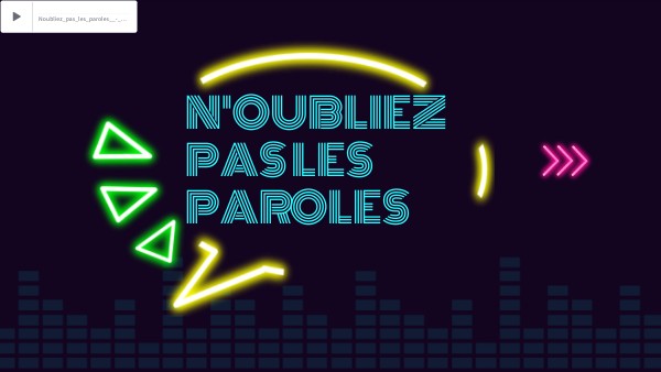N'OUBLIEZ PAS LES PAROLES | Genially