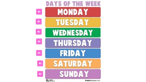 days of the week audio