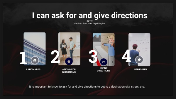 I can ask for and give directions