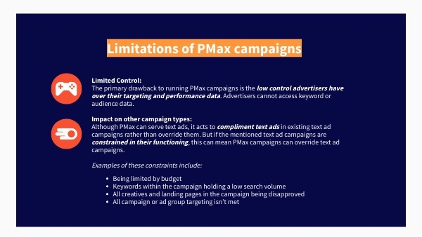Understand the limitations of PMax campaigns