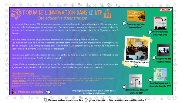 Forum de l'innovation dans le BTP | Genially