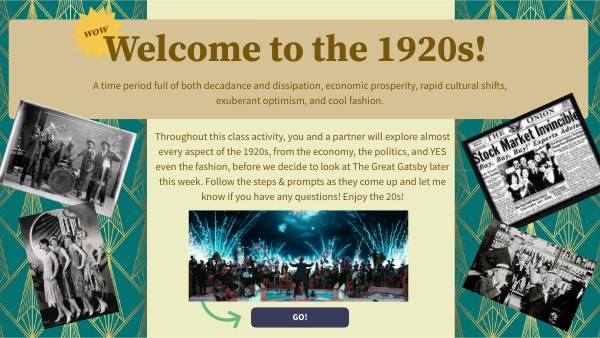 DIVE into the 1920s | Genially