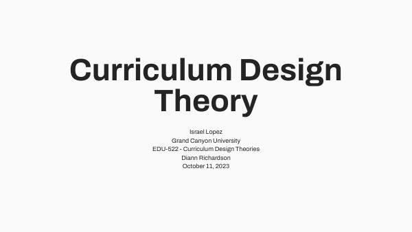 Curriculum Design Theory