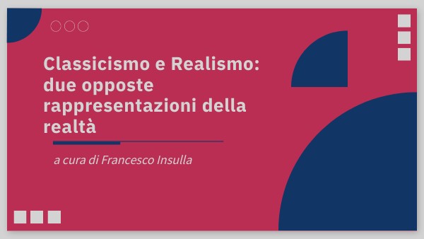 Classicismo e Realismo a cura di Francesco Insulla