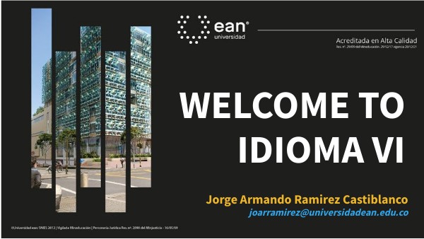 WELCOME SESSION -IDIOMA V