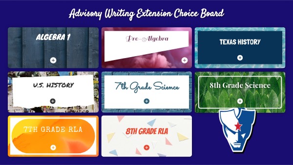 Advisory Writing CHOICE BOARD