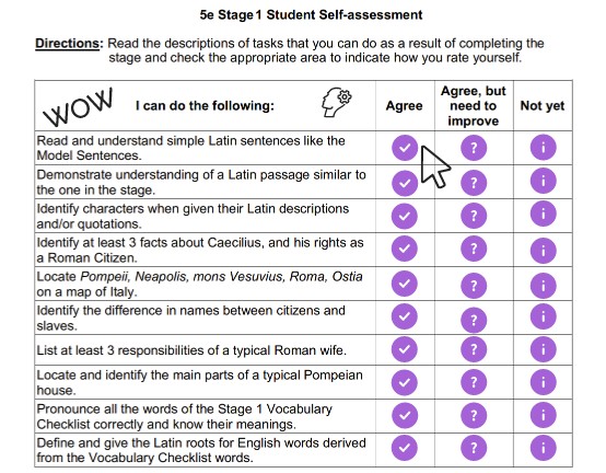CLC Stage 1 Interactive Student Self Assessment
