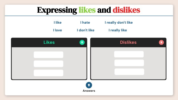 LIKES & DISLIKES | Genially