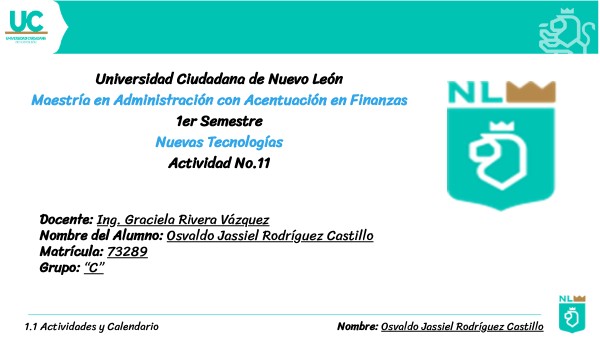 Actividad No. 11 | Nuevas Tecnologías