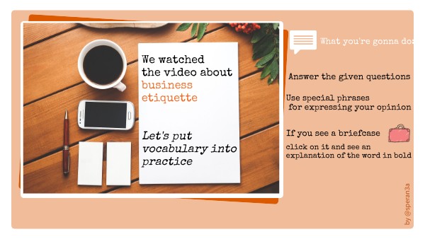 Business etiquette Vocabulary | Genially