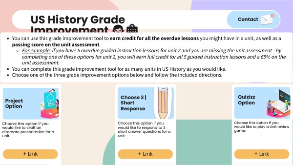 US History Grade Improvement | Genially