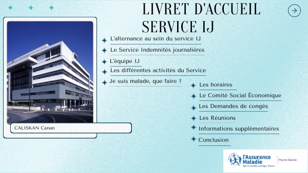 Livret d'accueil CALISKAN Canan