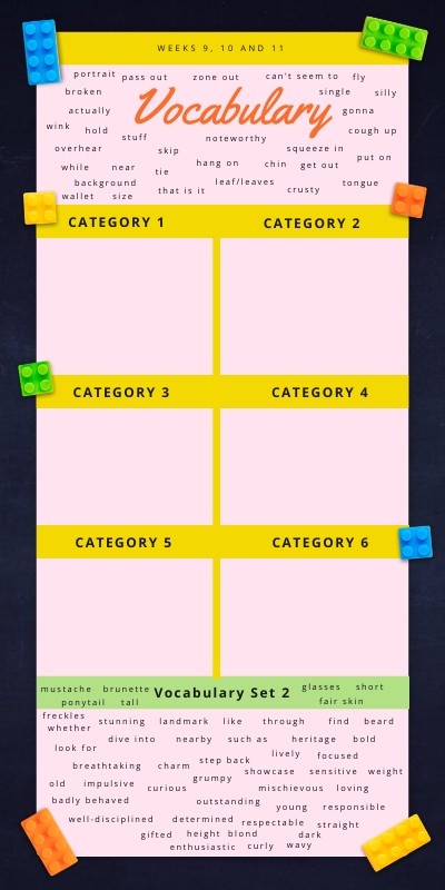 Vocabulary Weeks 9, 10 and 11