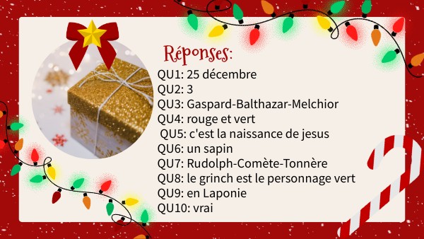 réponses au quiz