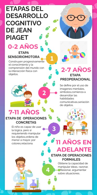 LAS 4 ETAPAS DEL DESAROLLO COGNITIVO DE JEAN PIAGET | Genially