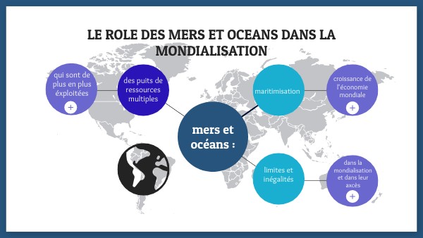 Carte mentale de la mondialisation des mers et oceans | Genially