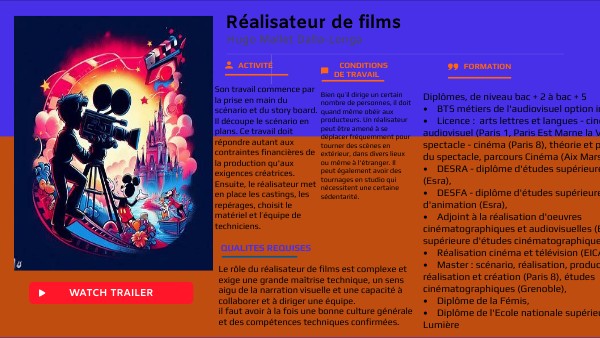 Fiche métier réalisateur de films