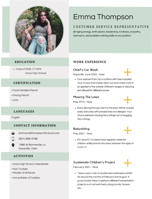Emma's resume