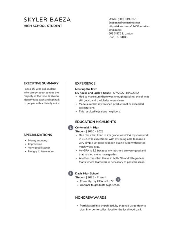 Interactive resume