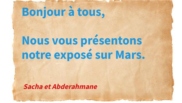 Exposer sur Mars | Genially
