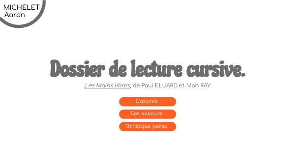 Lecture cursive : Les Mains libres. | Genially