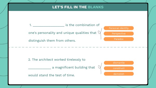 Let's fill in the blanks