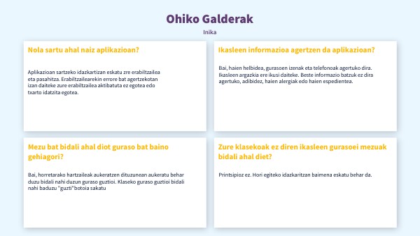 Ohiko galderak