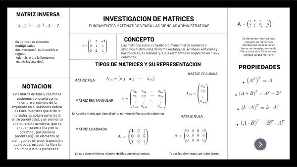 CONCEPTO TIPOS DE MATRICES Y REPRESENTACION