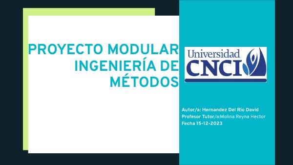 Ingeniería de métodos Proyecto Modular