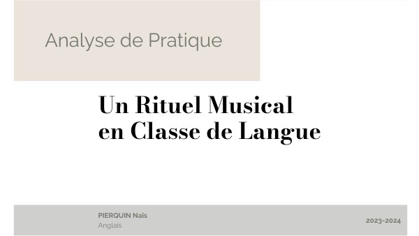 ADP: Un rituel musical en classe de langue | Genially