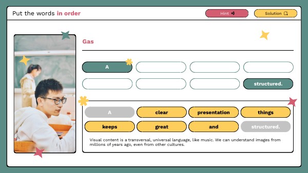 Put the words in order | Genially