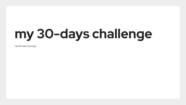my 30 days challenge