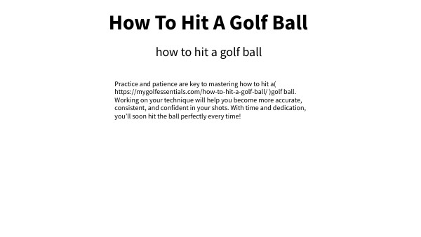 How To Hit A Golf Ball