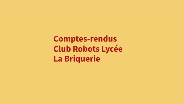 Compte-rendu Club Robots