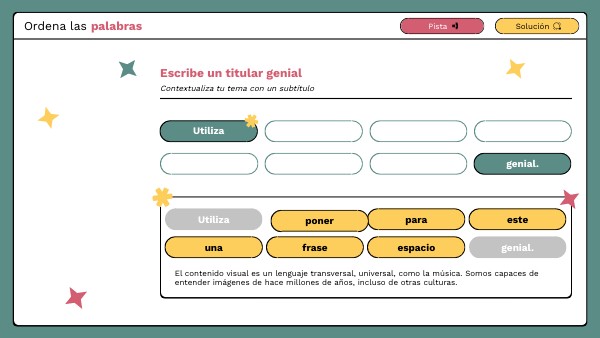 Ordena las palabras edu | Genially