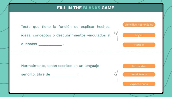 Fill in the blanks game