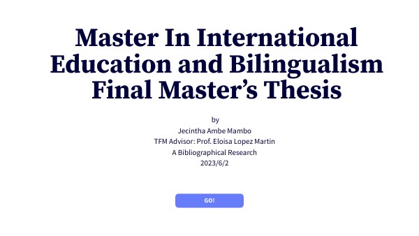 Final Master's Thesis Defense Presentation | Genially