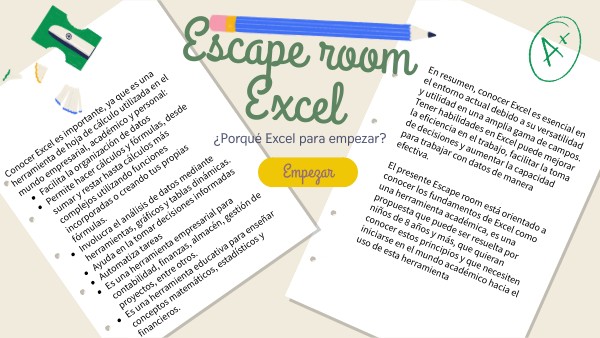 EXCEL ESCAPE ROOM EDUCACIÓN | Genially