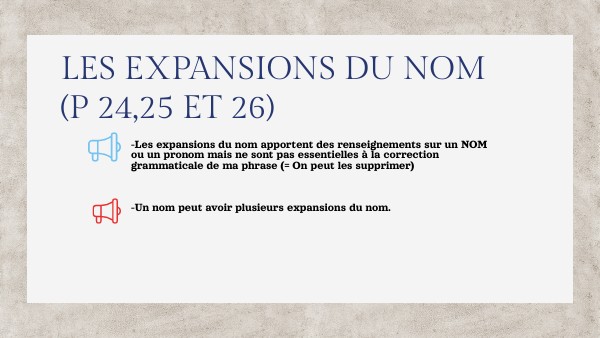 Les expansions du noms | Genially