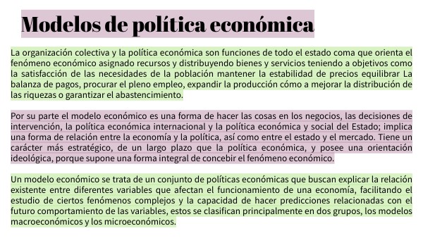 Modelos de política económica | Genially