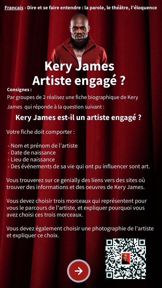 Activité fiche bio Kery James | Genially