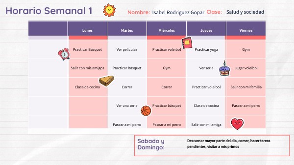 Horario semanal | Genially