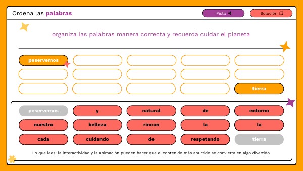 Ordena las palabras edu